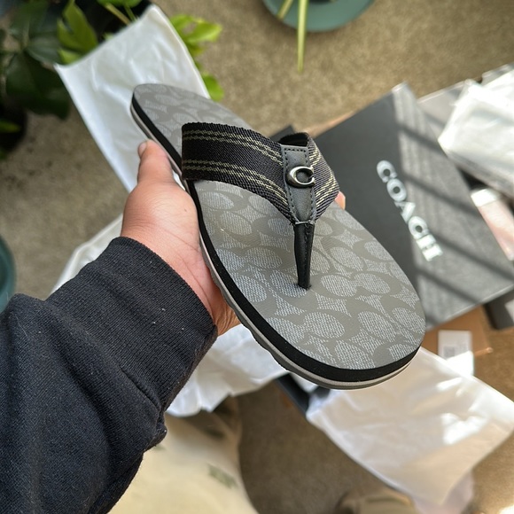 Coach | Shoes | Coach Mens Signature Flip Flops Charcoalblack | Poshmark